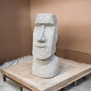 Moai Head Statue Concrete Easter Island Figurine Moai Head Rock Outdoor Decoration Stone Easter ...