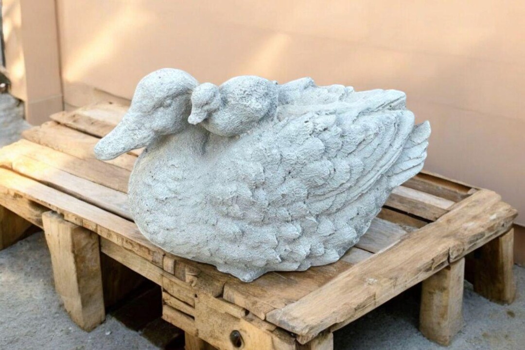 Stone Duck and Little Duck Statue Outdoor Duck Figure Lawn Farm Birds ...