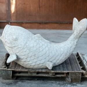 Koi Fish Figure Stone Fish Statue Garden Ornament Fish Sculpture Koi ...