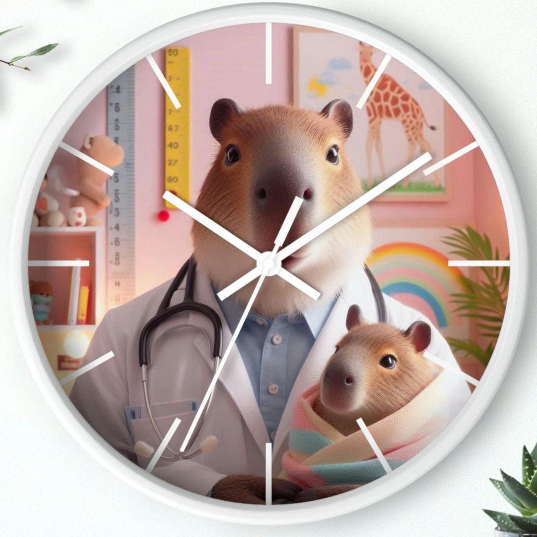 Capybara Doctor Pediatrician Wall Clock, Modern Capybara Design ...