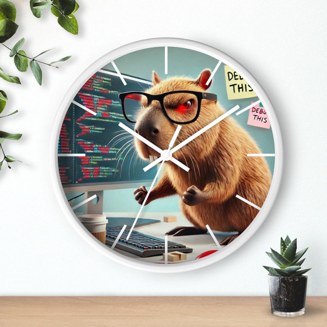 Capybara Hacker Wall Clock, Modern Capybara Design, Birthday Wedding ...