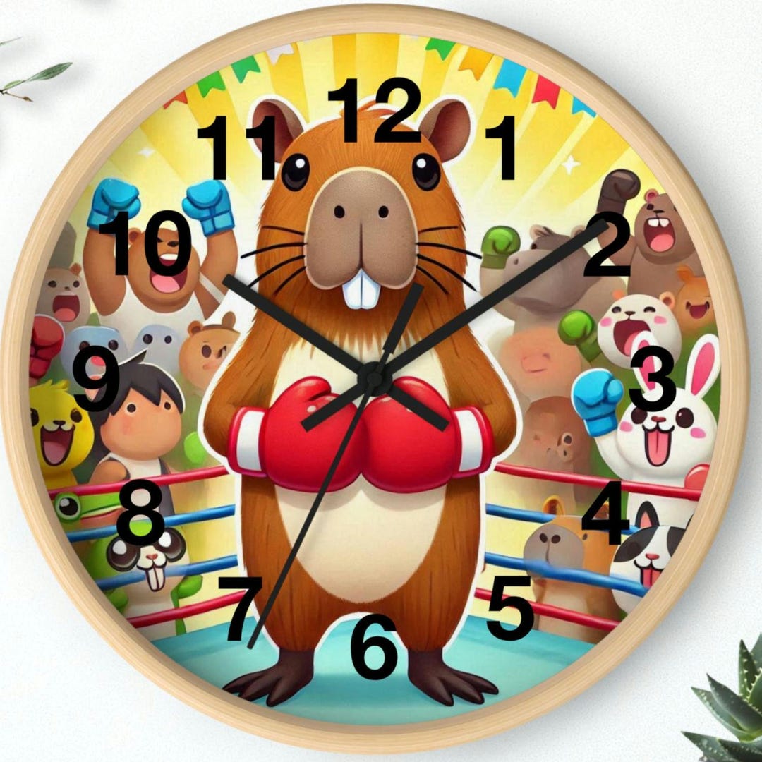 Capybara Boxer Wall Clock Modern Gift for Birthdays, Weddings ...