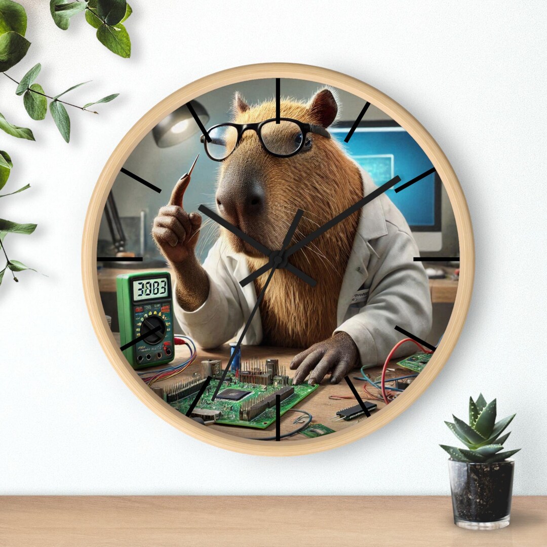 Capybara Electronic Engineer Wall Clock, Modern Capybara Design, Office ...