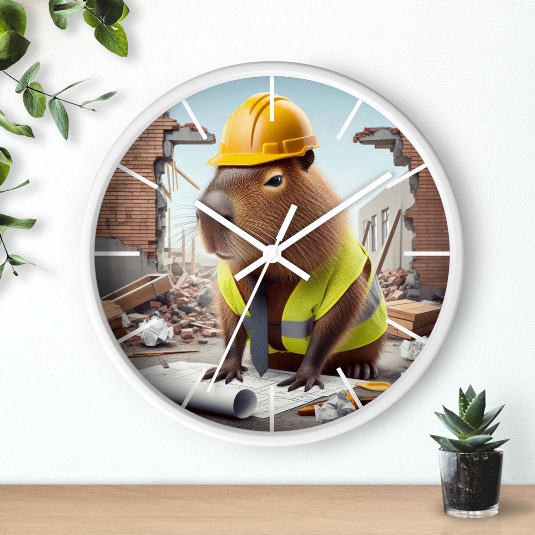 Capybara Engineer Round Wall Clock, Birthday Wedding Housewarming Gift ...