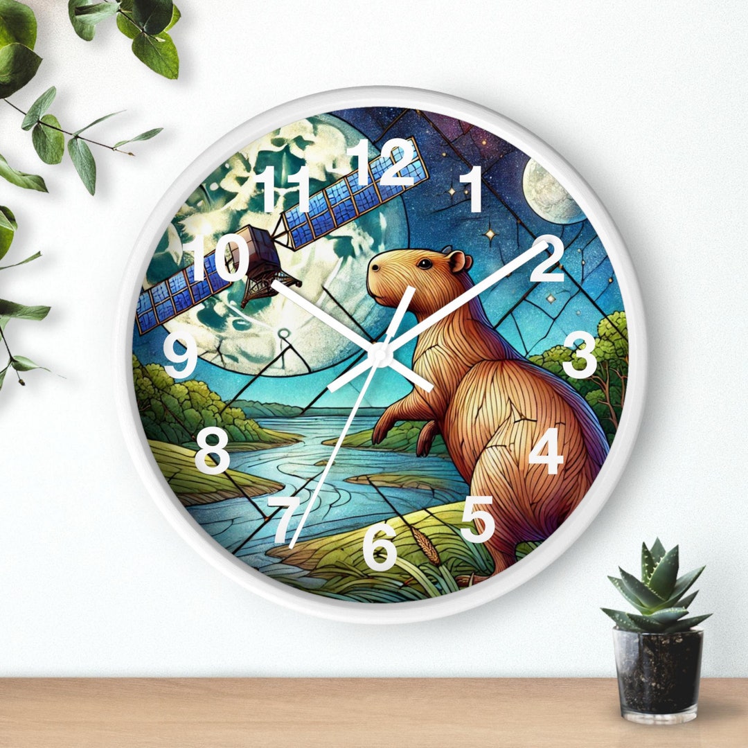 Capybara Moonlight Clock, Modern Capybara Wall Clock, Cute Capybara ...