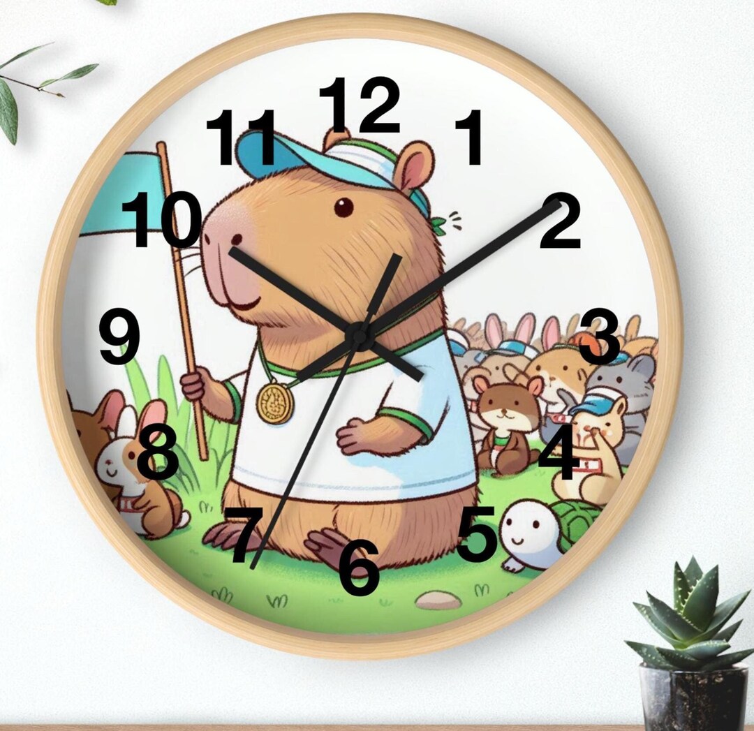 Capybara Athlete Wall Clock, Cute Animal Sports Event Design, Birthday ...