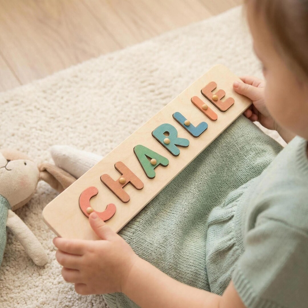 Personalized Animal Name Puzzle, Custom Name Puzzle , Montessori Wooden ...