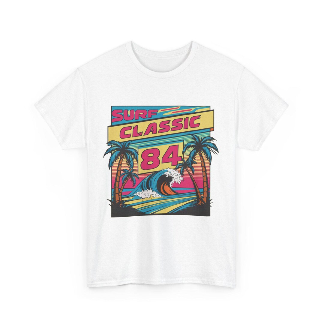 Surf Classic '84 T-shirt, Retro 80s Surf Competition Poster Tee, Neon ...