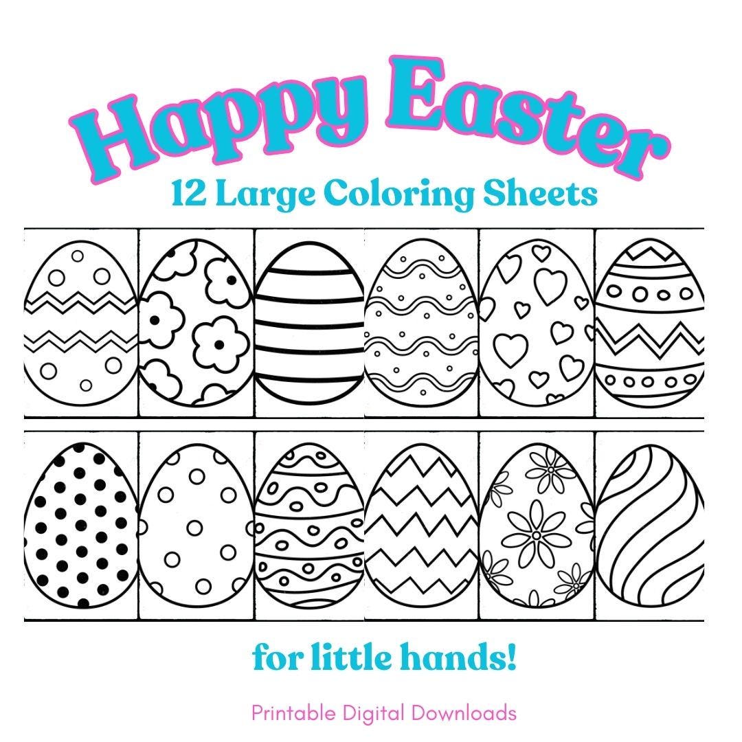 Large Printable Easter Egg Coloring Sheets for Little Hands Digital Download - Etsy Canada