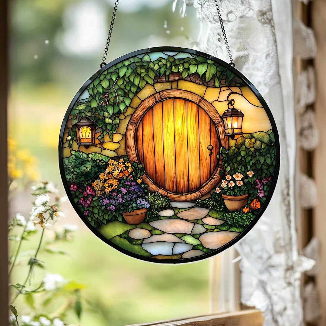 The Shire Hobbit Acrylic Suncatcher, Hobbit Faux Stained Glass Window ...