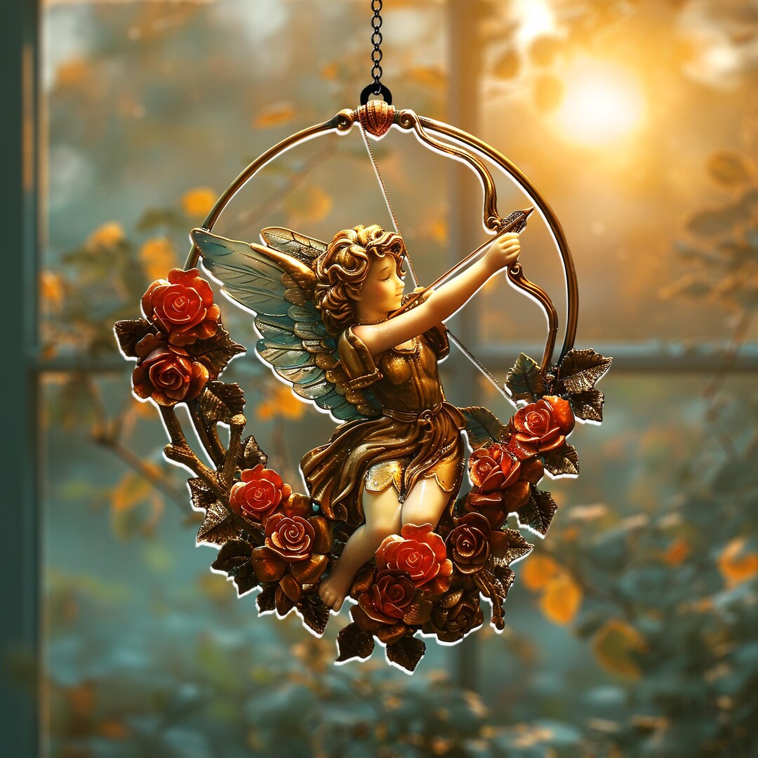 Cupid Suncatcher Valentine Romantic Hanging Window Art, Valentine's Day ...