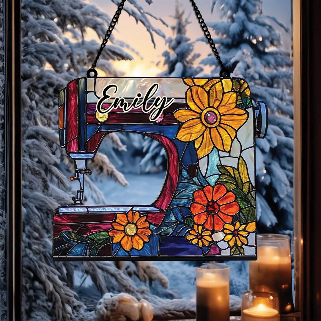 Personalized Sewing Machine Window Hanging Suncatcher, Sewing Room ...