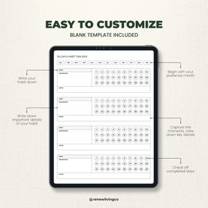 30 Days Digital Habit Tracker Bundle, Printable Customizable Tracker ...