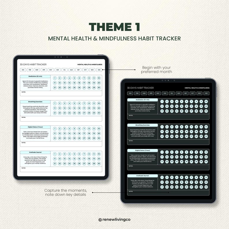 30 Days Digital Habit Tracker Bundle, Printable Customizable Tracker ...