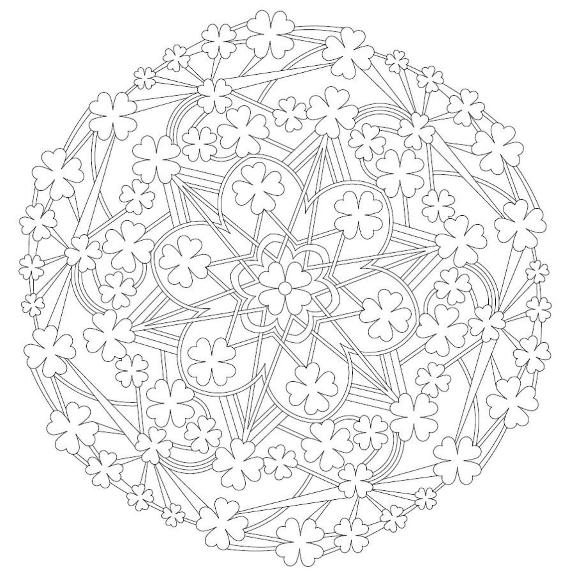 Printable Mandala Coloring-051, St Patrick's Day Coloring Page,instant ...