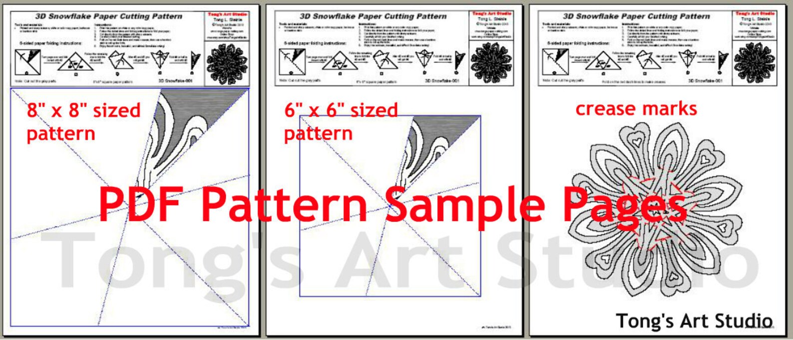 3D Snowflake Cutting Patterns 2 Different Sized Patterns PDF 3d ...