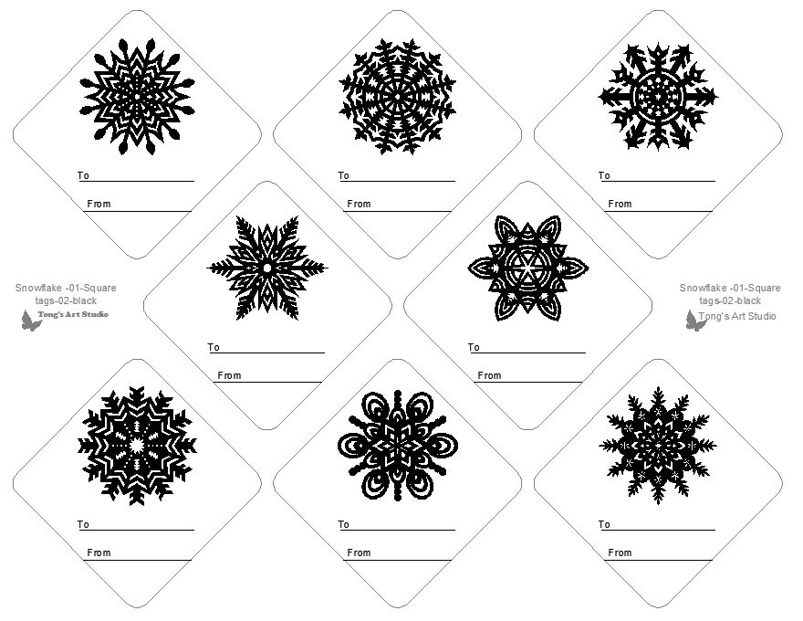 8 Snowflake Gift Tags Black-white Gift Tags Christmas Gift - Etsy