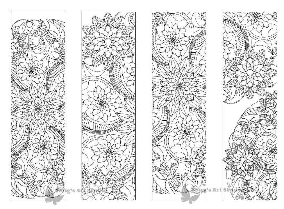 4 Printable Mandala Coloring Bookmarks 018-01instant - Etsy