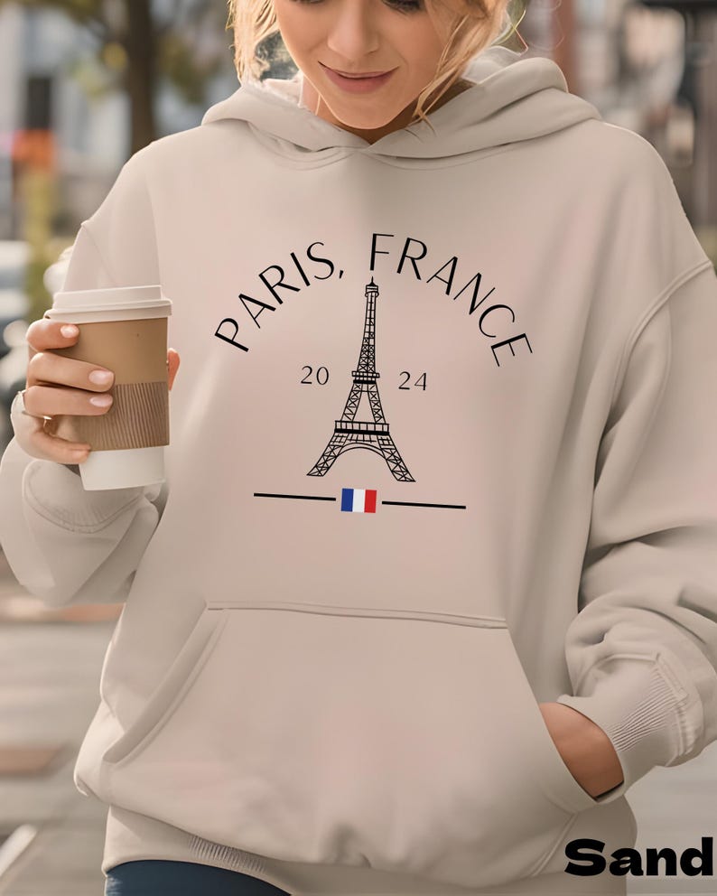 Paris 2024 Hoodie, Unisex Hooded Sweatshirt, Eiffel Tower Vintage ...