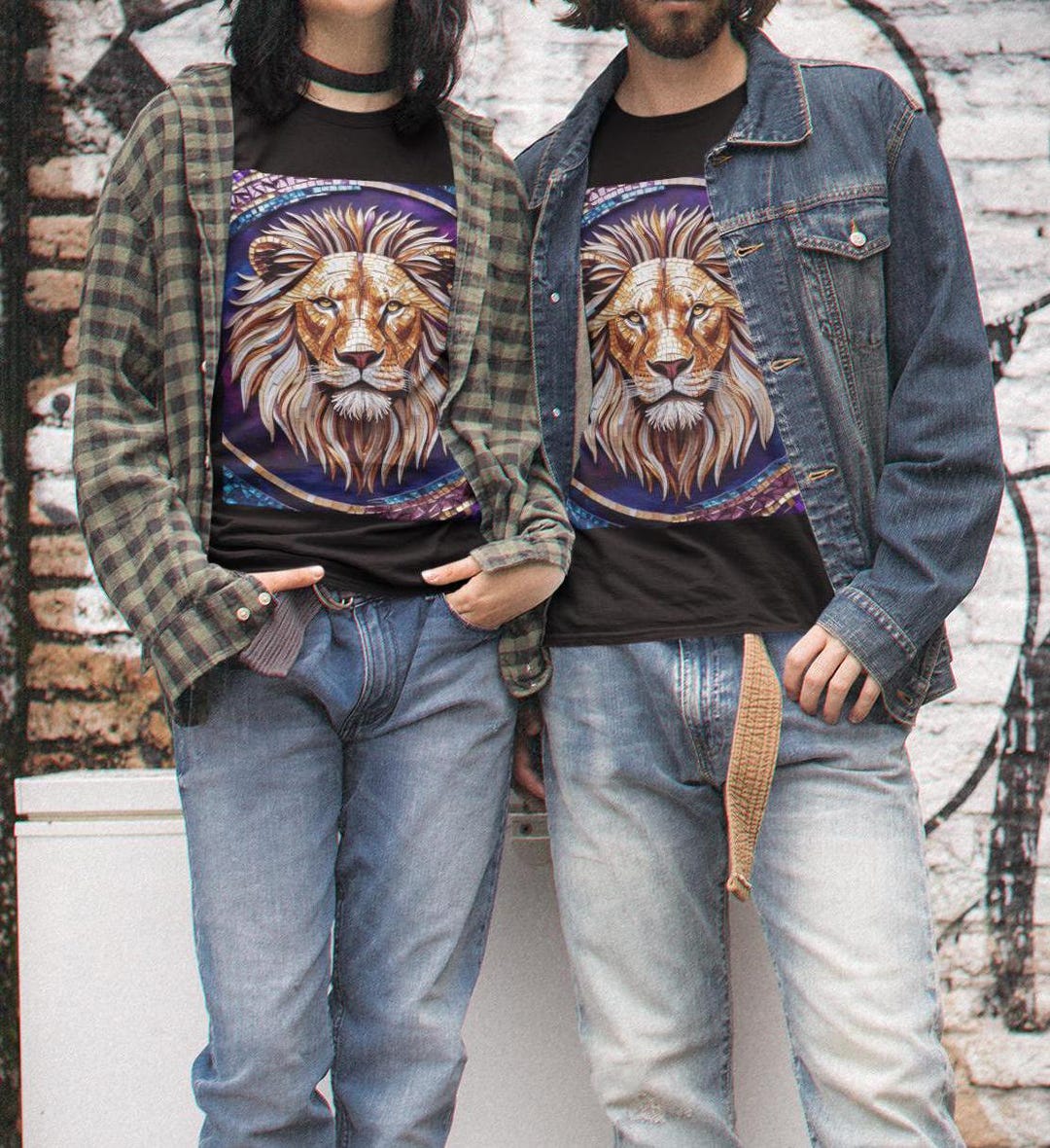 Lion Head Clothing, Mosaic Stained Glass Theme, Majestic Feline ...