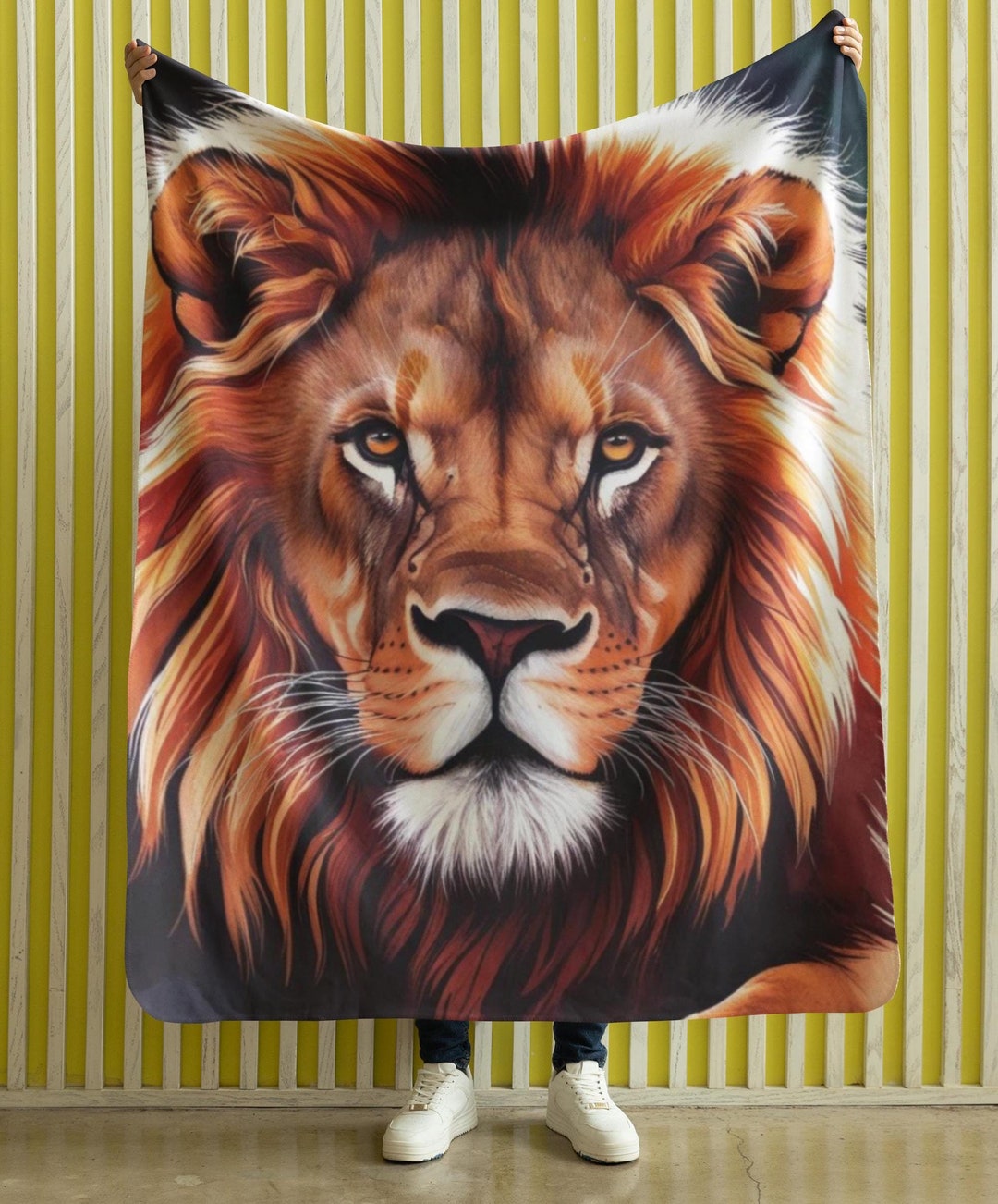 Lion Fleece Throw Blanket: Wildlife Jungle Animal Bedspread - Etsy