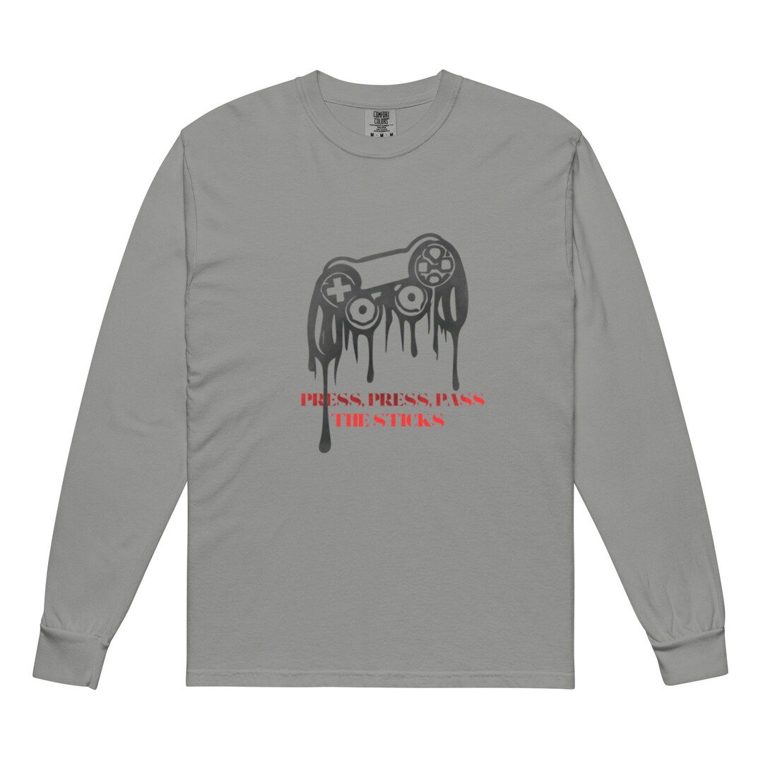 Press, Press, Pass the Sticks Gamer Themed Heavyweight Cotton Long ...