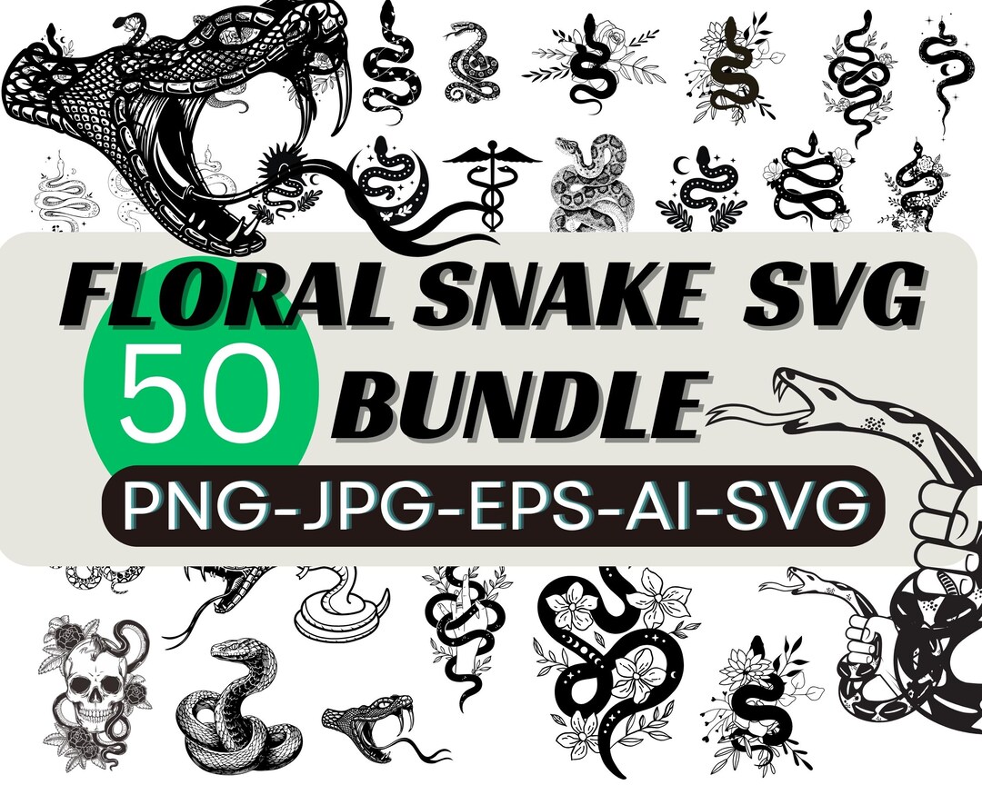 Snake Svg Bundle,snake Design Svg, Floral Snake Svg Bundle,snake With ...