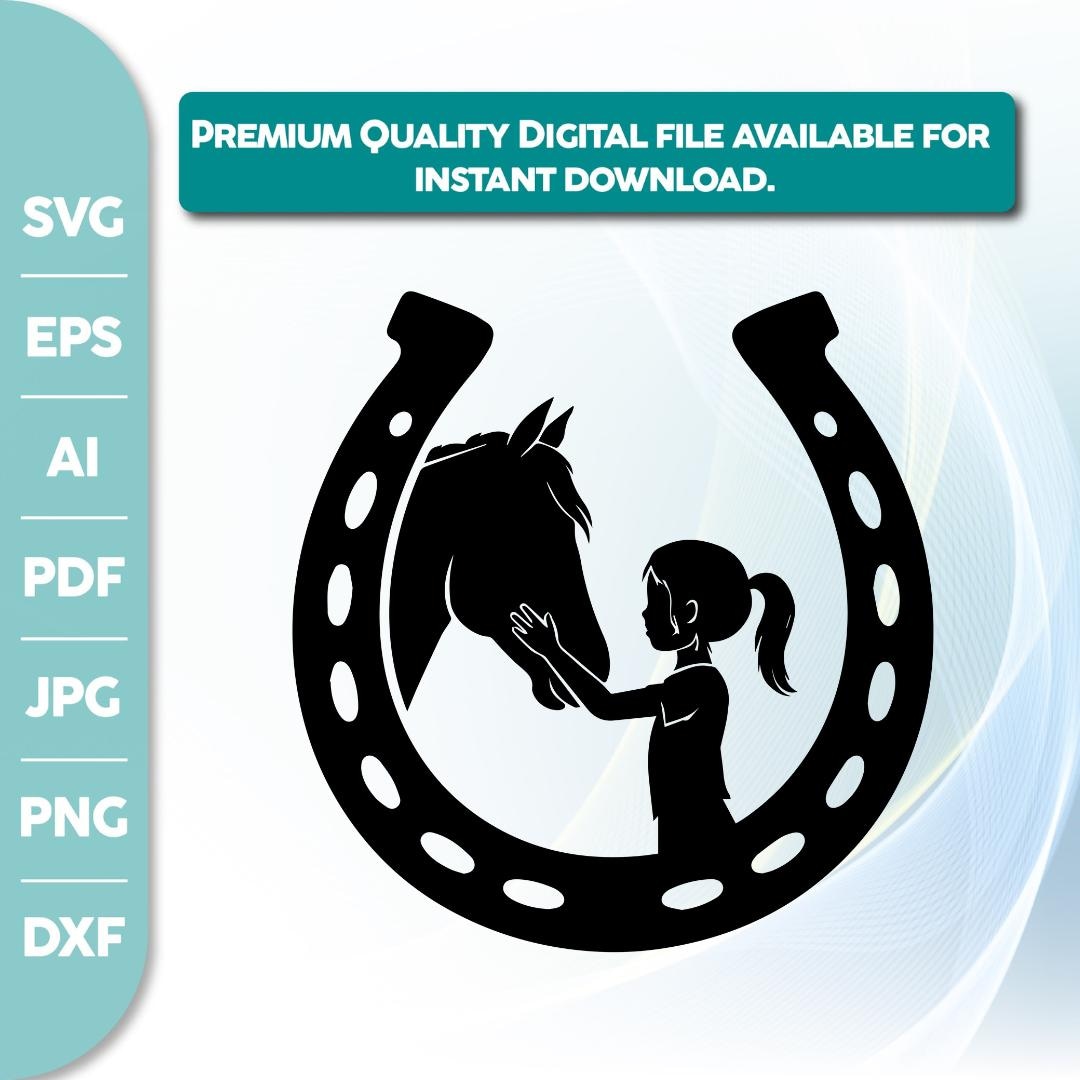Silueta de corazón de niña y caballo Svg Archivo de imágenes ...
