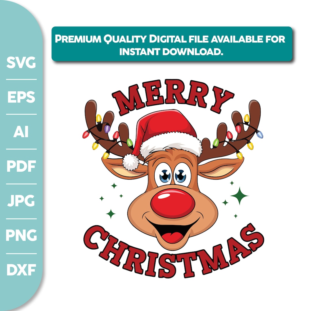 Merry Christmas Rudolph Png,funny Reindeer Face Png,merry Christmas Svg ...