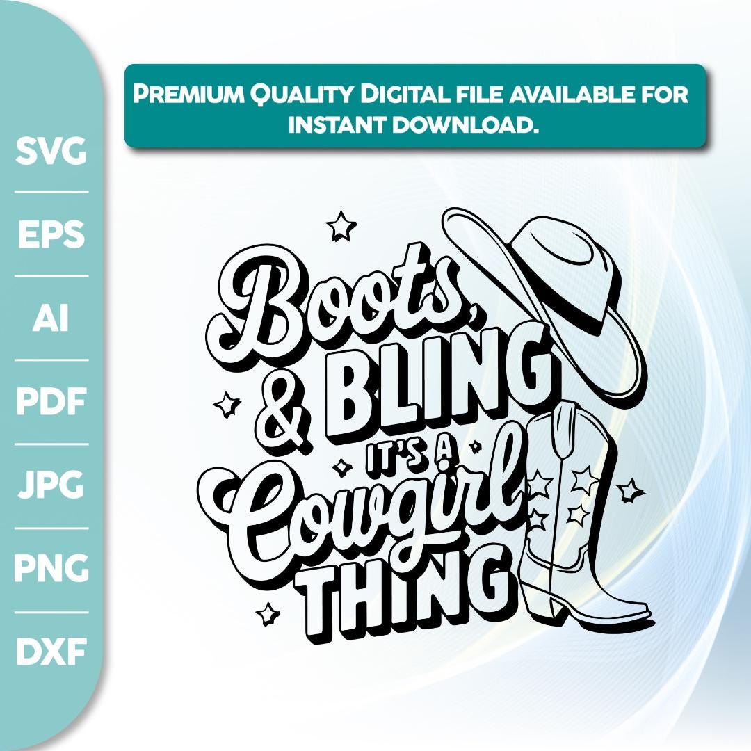 Boots & Bling Svgcowgirl Svg,cowgirl Birthday,cowgirl Png,cowgirl Boots ...