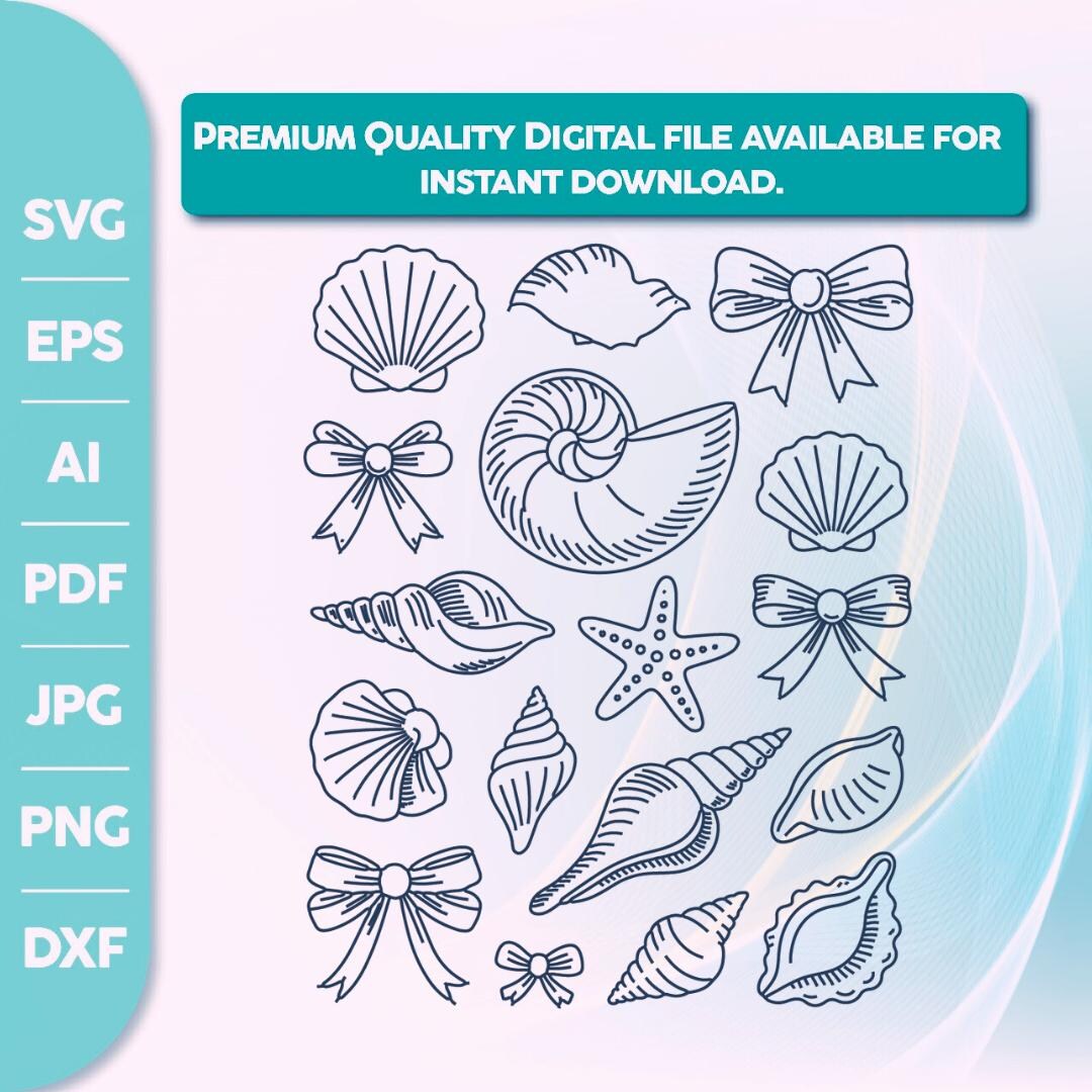 Coquette Seashell Svg, Beach Svg, Coastal Svg, Retro Summer, Summer ...