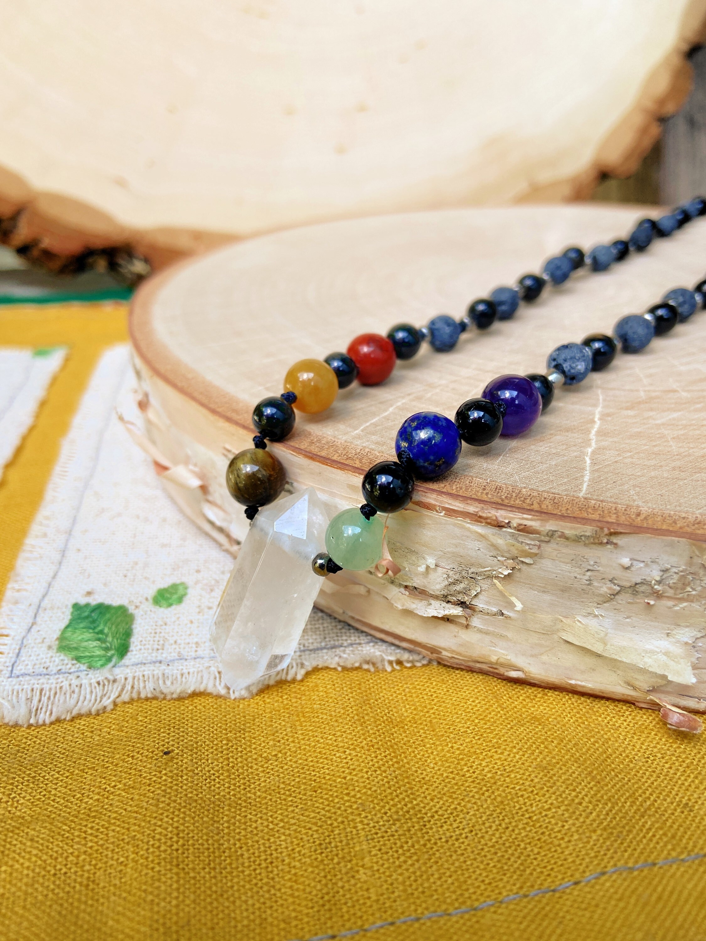 Crystal Rainbow Beaded Necklace Hand Knotted Jewelry on | Etsy