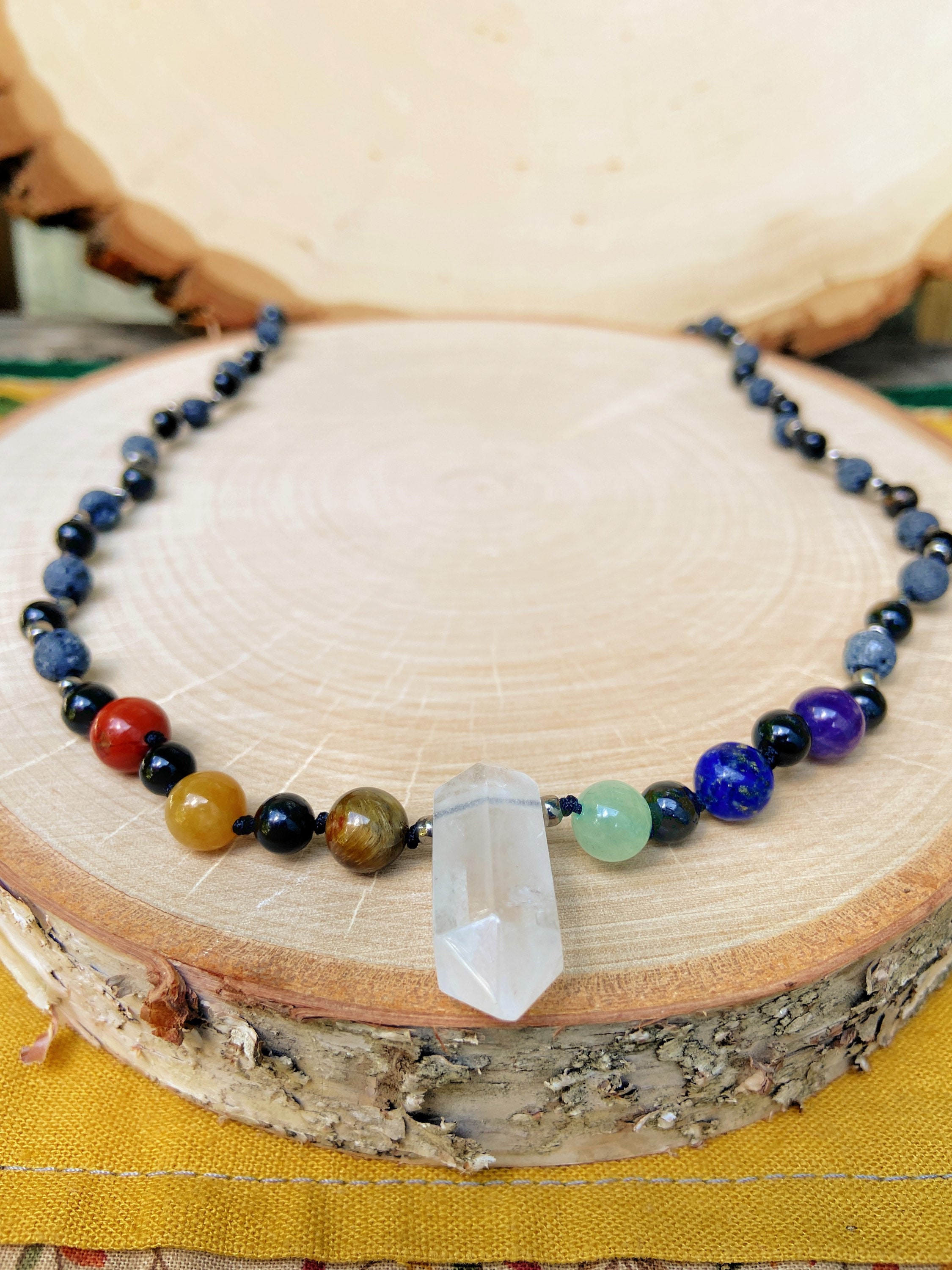 Crystal Rainbow Beaded Necklace Hand Knotted Jewelry on | Etsy