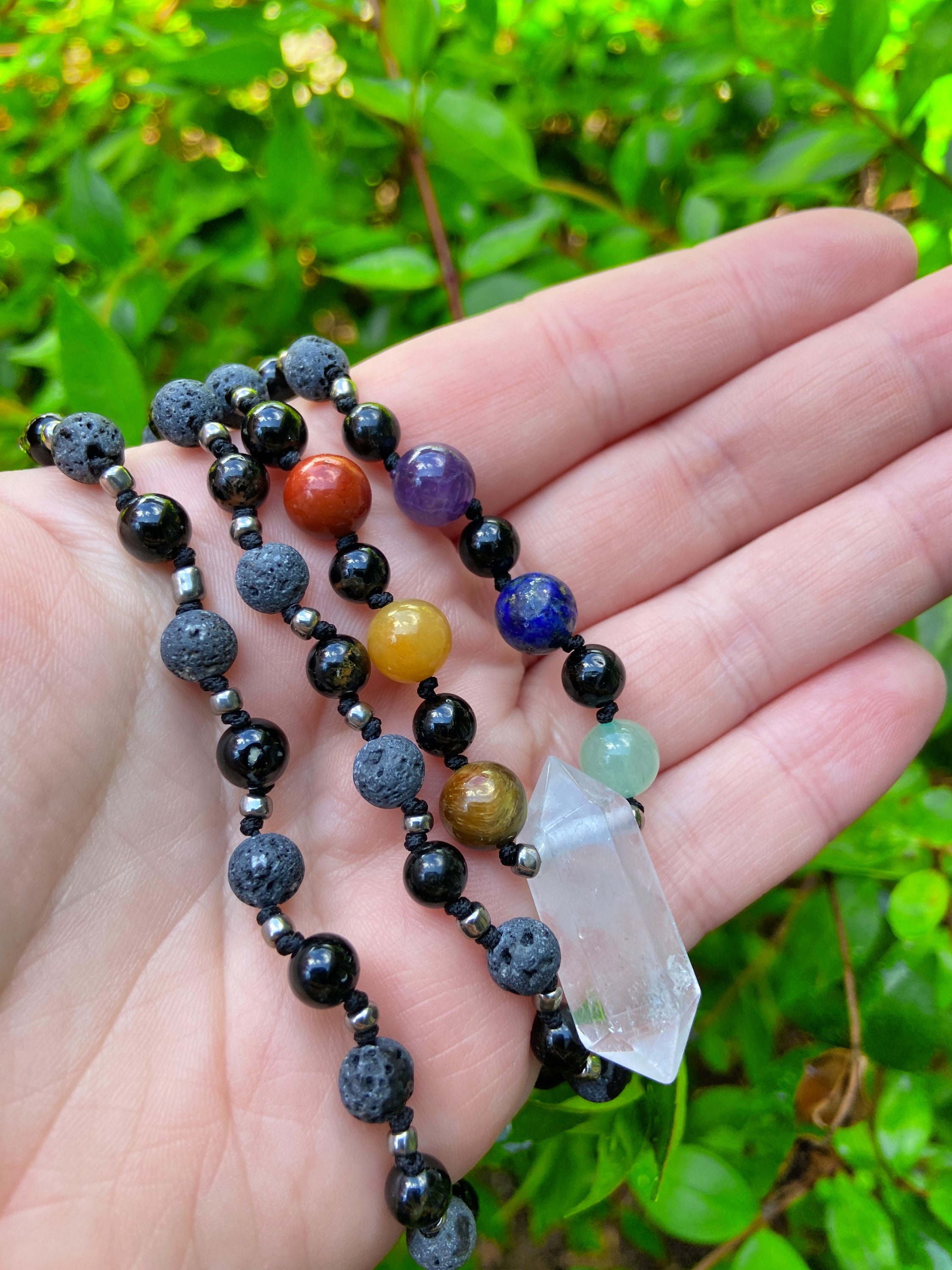 Crystal Rainbow Beaded Necklace Hand Knotted Jewelry on | Etsy