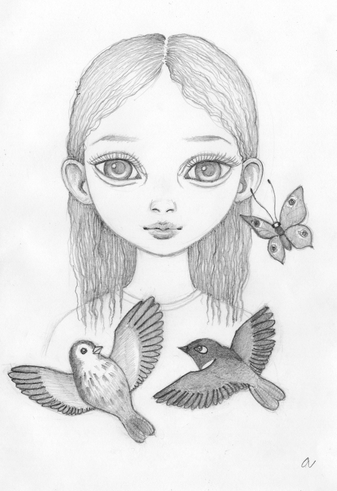 Willa Original Graphite Drawing by Ana Bagayan - Etsy