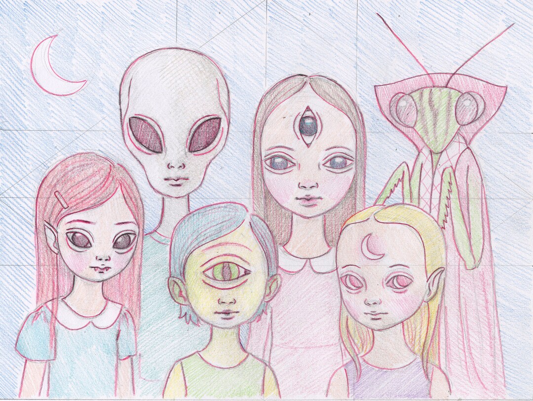 Alien Children - Original Drawing by Ana Bagayan - Etsy