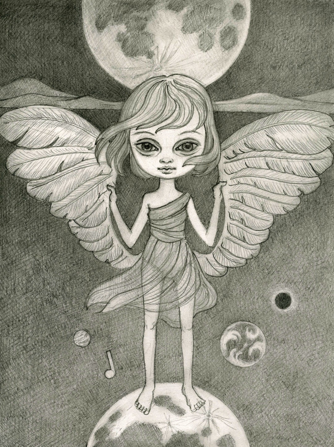 Infinity Moon Girl Original Drawing by Ana Bagayan - Etsy