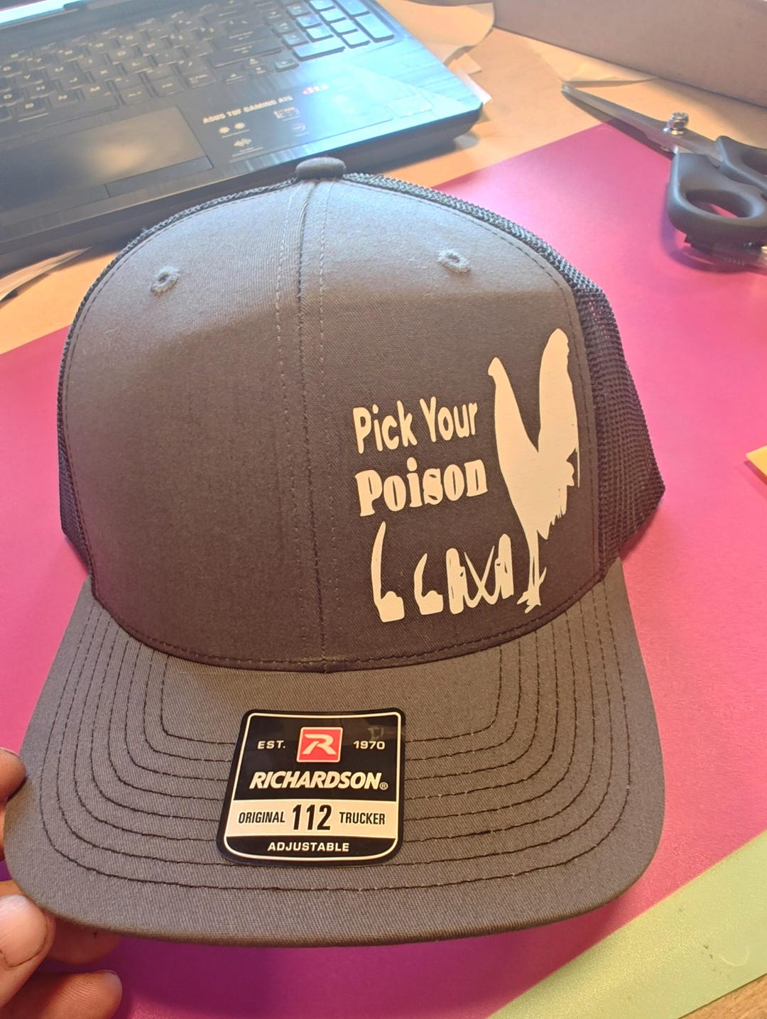 Pick Your Poison Gamefowl Roosters With Knife. Trucker Hats - Etsy