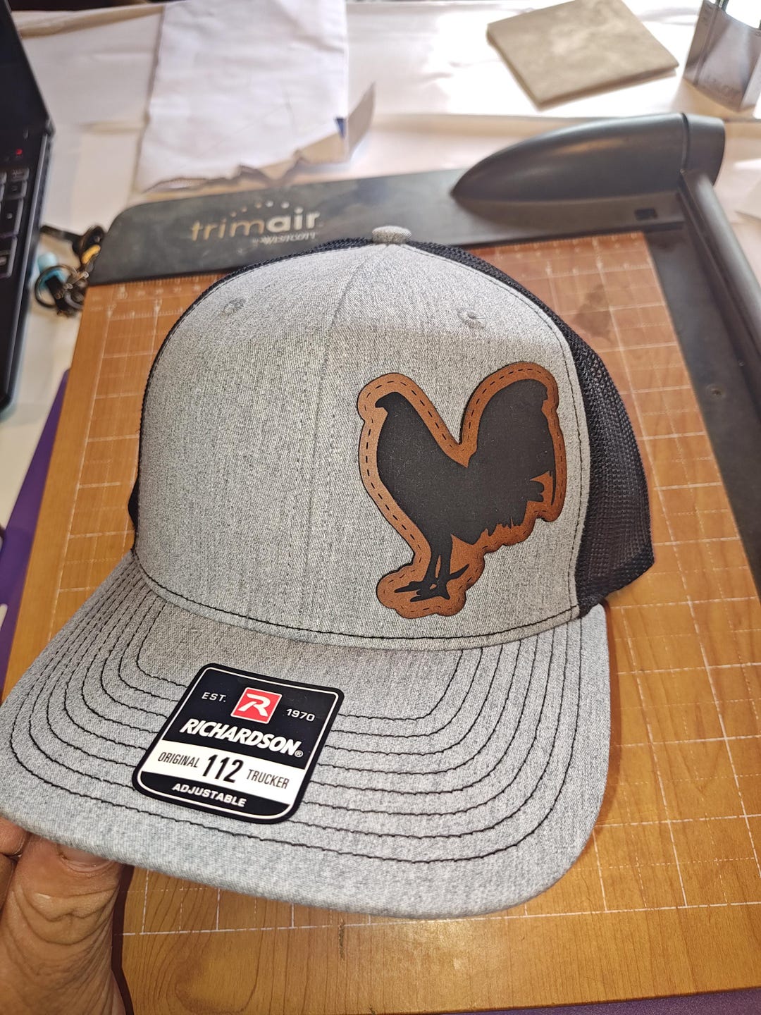 Gamefowl Roosters Fighting Gamefowl Leather Patch Hat. Trucker Hats ...