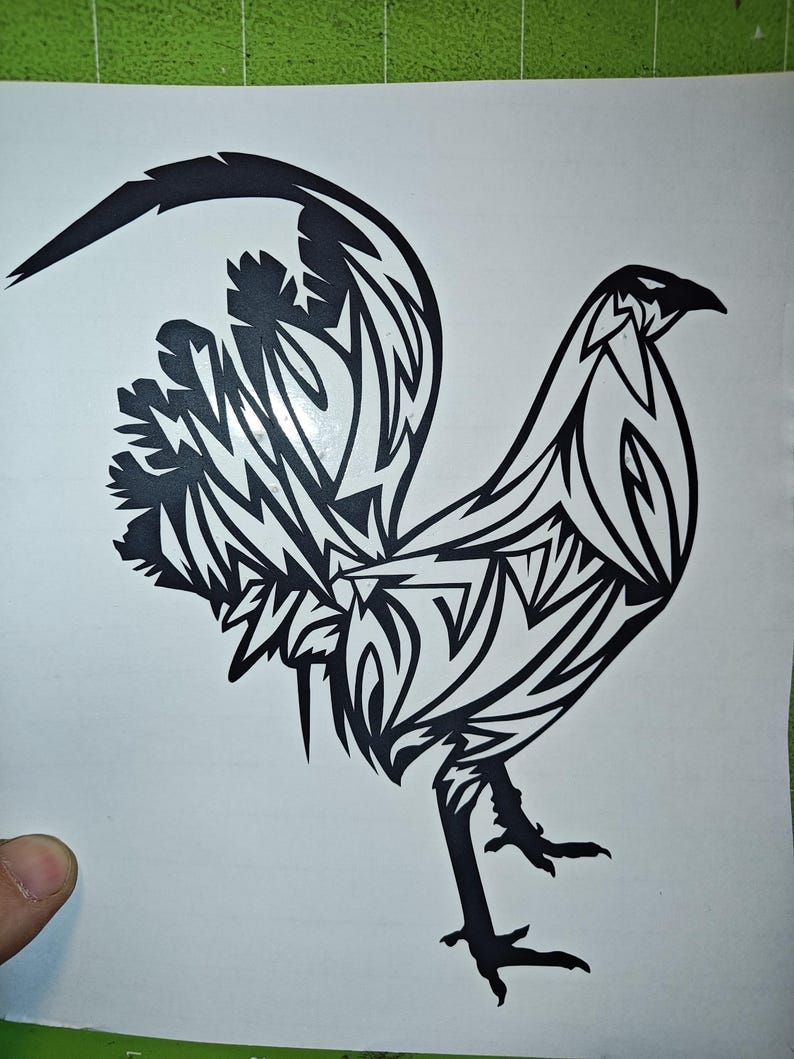 Gamefowl Decal #11, Tribal Rooster Car Sticker, Decal for Cars or ...