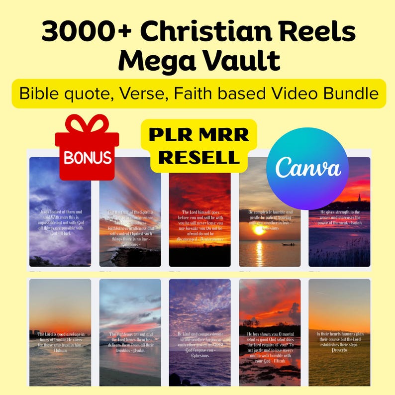 3000+ Christian Reels: Bible Verse Video Templates (PLR, MRR) - Etsy