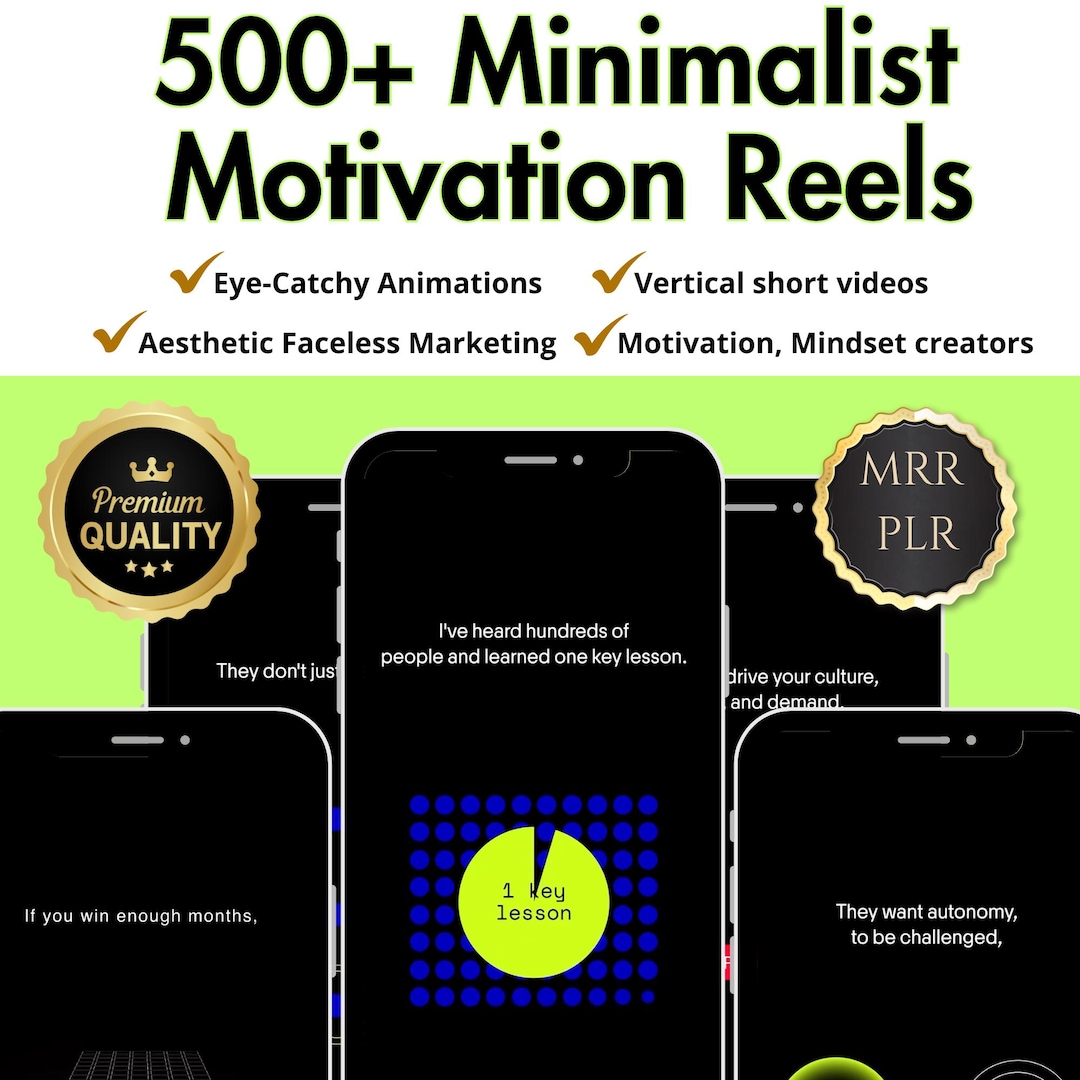 500+ Minimalist Motivation Reels Bundle | 4K Animated Videos | MRR PLR ...