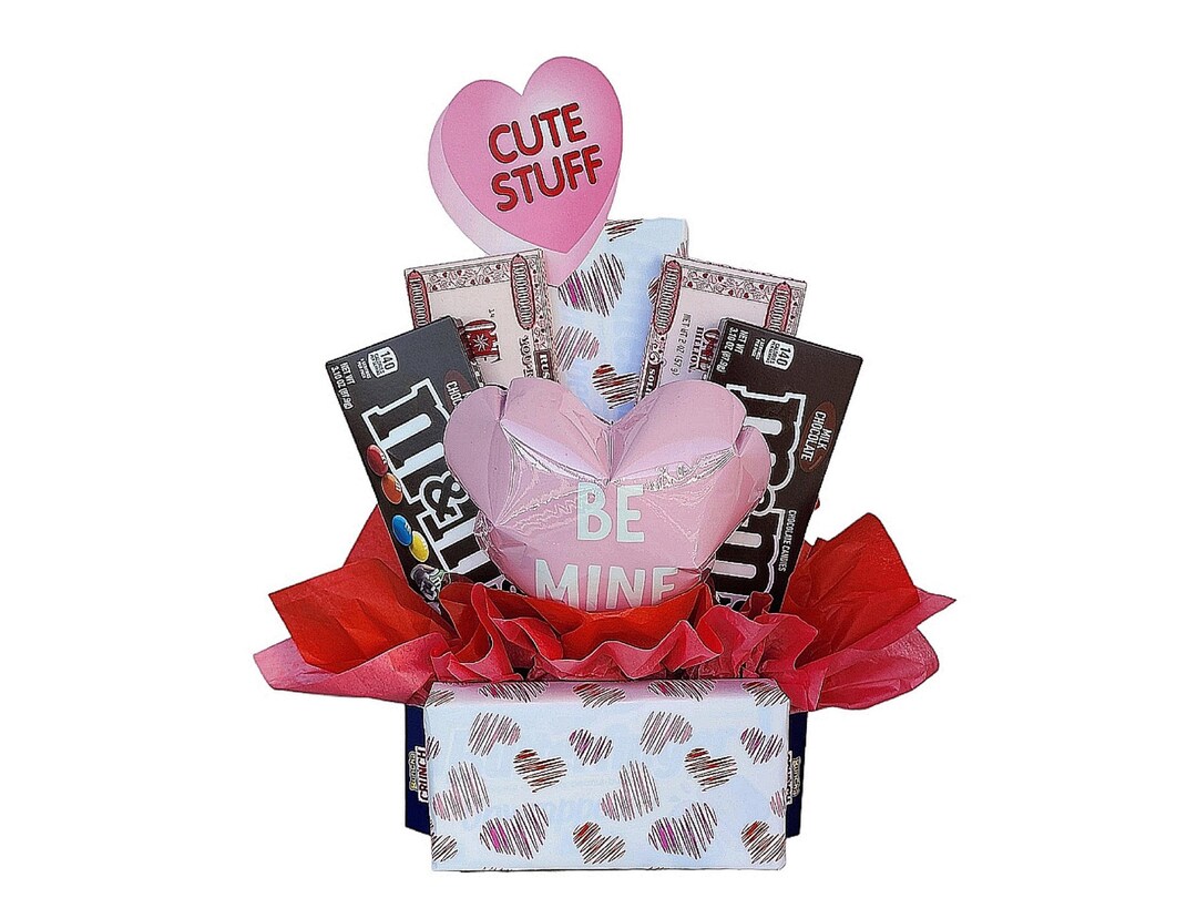 Be Mine Conversation Heart Candy Bouquet With Valentine's Day Balloon ...