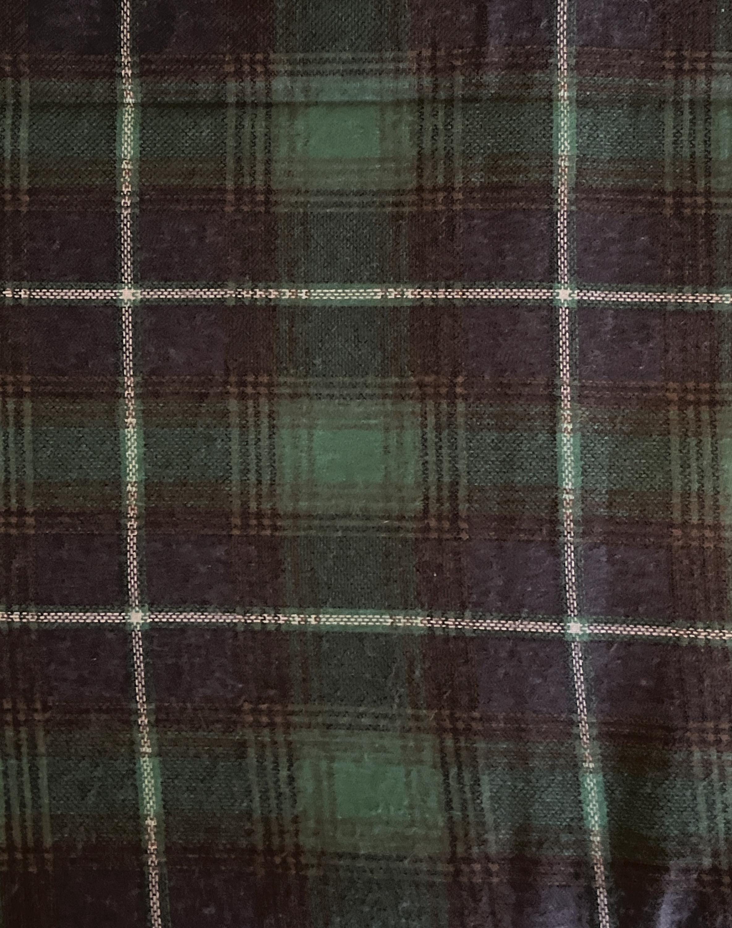 Vintage Green Window Pane Plaid Flannel - Approx. 1 Yard and 46” Wide ...