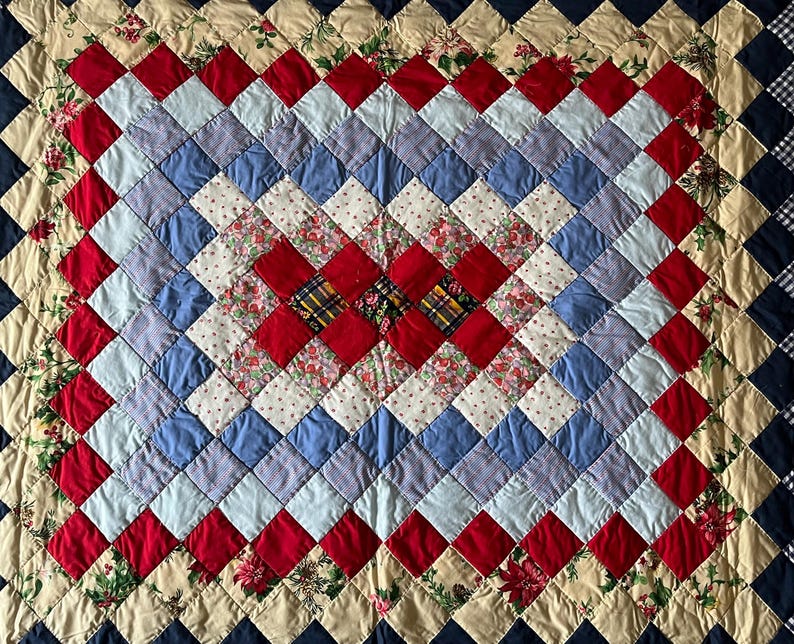 Vintage All-over Square in Rectangular Rounds - Hand Pieced & Quilted ...