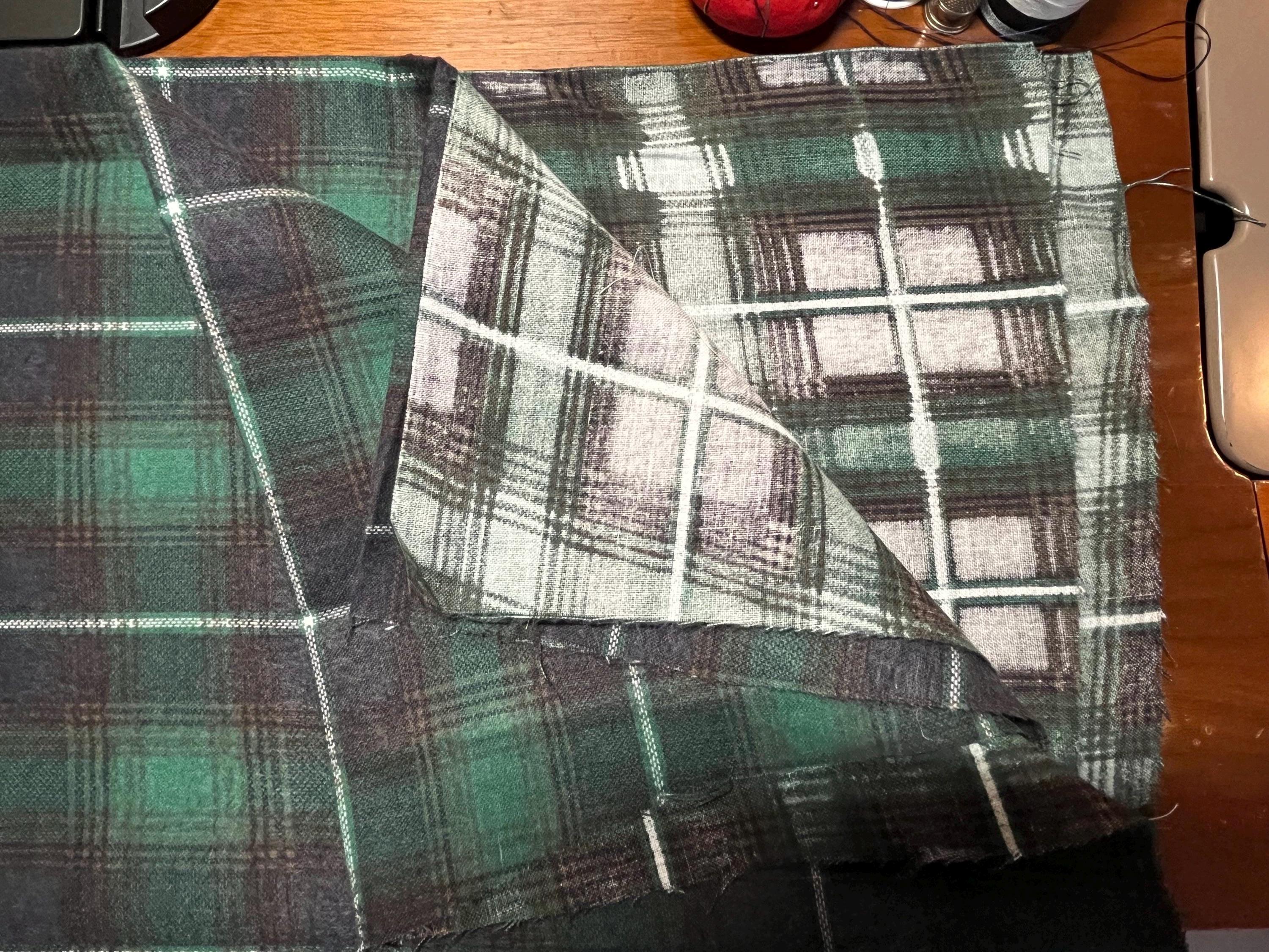 Vintage Green Window Pane Plaid Flannel - Approx. 1 Yard and 46” Wide ...