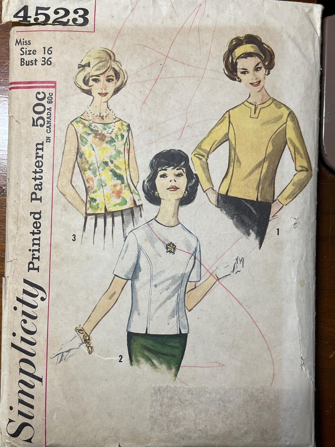 Vintage Simplicity Pattern - 4523 - Sewing Patterns for 3 Blouses ...