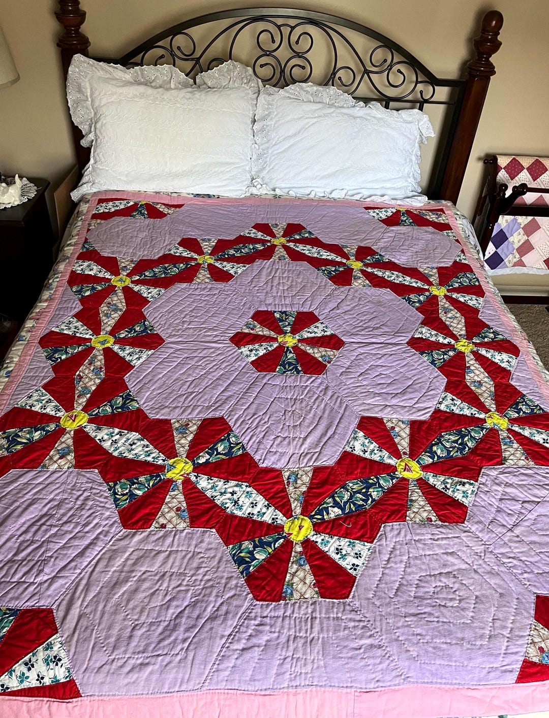 Vintage Endless Chain Quilt - Winter Weight, Hand Pieced & Quilted ...