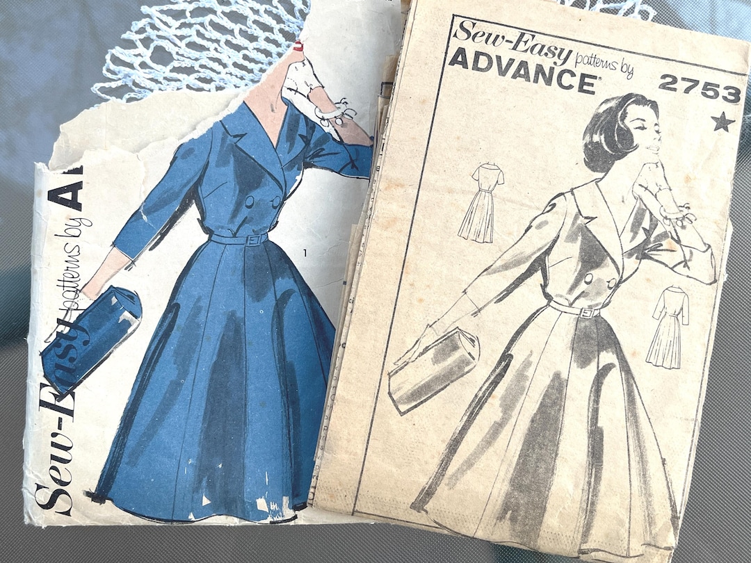 Vintage Sew Easy Pattern by Advance Pattern 2753 A Line Dress With Belt ...