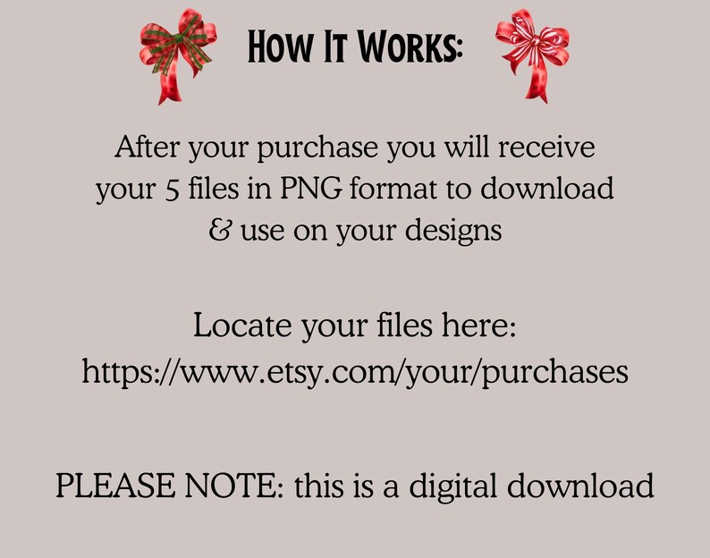 Christmas Bows PNG, Transparent Background, Bow Png, Instant Download ...